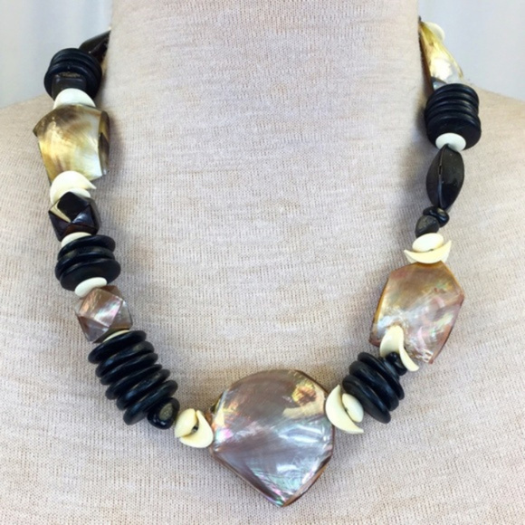 Vintage | Jewelry | Vintage Tropical Abalone Shell Beaded Necklace ...